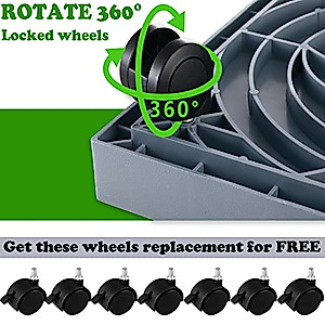 4 Packs 14 inch Square Plant Caddy with Wheels Rolling Plant Stand Potted Plant Mover Heavy Duty Plant Dolly with Casters for Indoor and Outdoor Large Plant Roller Base Rolling Cart, Grey