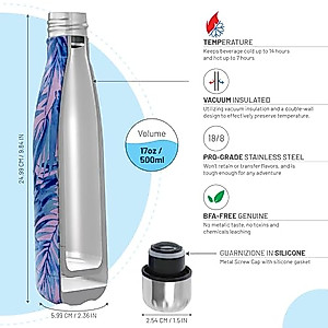 MOHSOF Blue 17oz Double Walled Leak-Proof Stainless Steel Water Bottle - Ideal for Outdoor Adventures Stainless Steel Gym & Sport Bottles for Men, Women & Kids Durable Insulated Coffee Mug