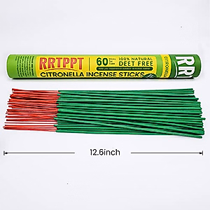 RRTPPT Citronella Incense Sticks with Natural Ingredients Citronella Oil Lemongrass Oil and Rosemary Oil Help You Better Enjoy Outdoor Life (60 Sticks)