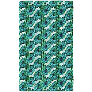 Exotic Themed Fitted Crib Sheet,Standard Crib Mattress Fitted Sheet Soft Toddler Mattress Sheet Fitted - Baby Crib Sheets for Girl or Boy,28“ x52“,Dark Seafoam Sea Green Shamrock Green