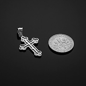 Fine 14k White Gold Eastern Orthodox Cross Charm Pendant