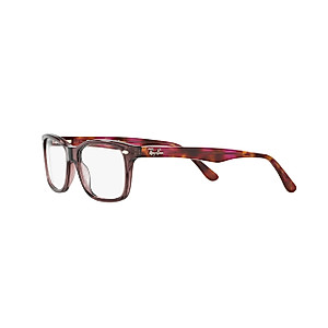 Ray-Ban RX5228 Square Prescription Eyeglass Frames, Opal Brown/Demo Lens, 55 mm