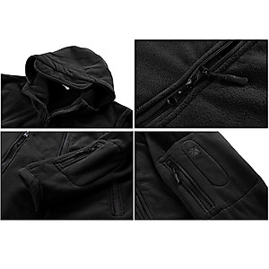 CRYSULLY Men's Fall Winter Coat Safari Jacket Fleece Hiking Travelling Fatigue Outdoors Snow Jacket Coat Black