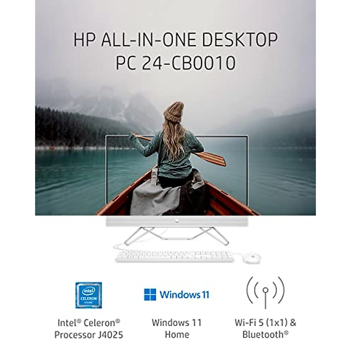 HP 23.8” All-in-One Desktop PC, Intel Celeron Processor J4025, 8 GB RAM, 256 GB SSD, Full HD Micro-Edge Display, Windows 11 Home, 720p Privacy Webcam, Wi-Fi and Bluetooth Combo (24-cb0010, 2022)