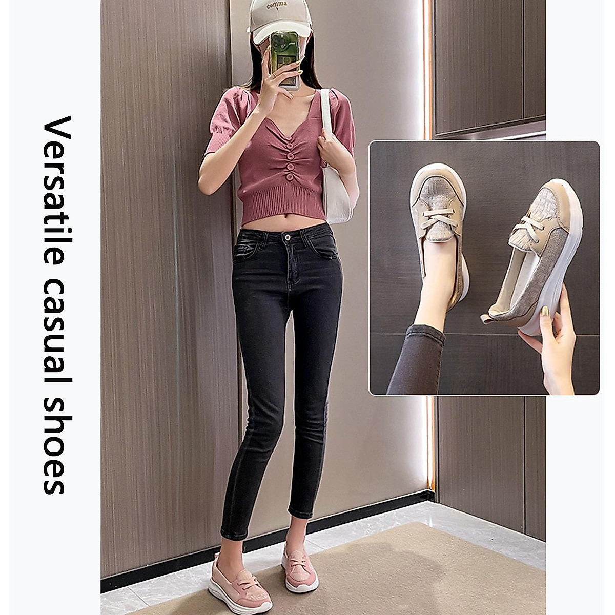 Zlimpty Kotsas Orthopedic Shoes for Women, Breathable Slip on Arch Support Non-Slip Shoes, Walk Clouds Orthopedic Shoes (B Black,9)