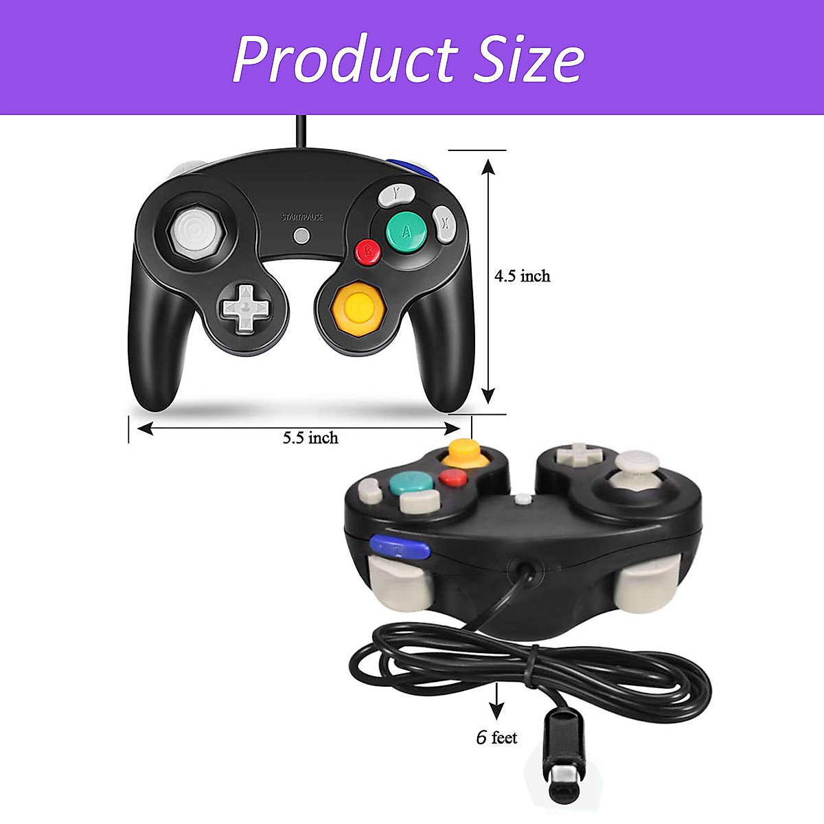 Edorco 4 Pack Gamecube Controller Bundle with 4 Extension Cords and a 4-Port Adapter for Nintendo Wii U/Switch/PC(Red and Blue)