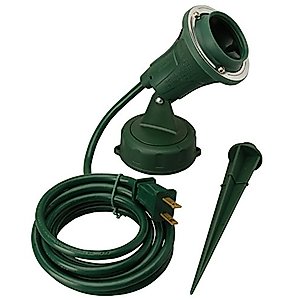 Woods Outdoor Floodlight Fixture With Stake (6-Feet cord, 120V, Green)