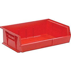 Quantum QUS245 Plastic Storage Stacking Ultra Bin, 10.875-Inch by 16.5-Inch by 5-Inch, Red, Case of 6