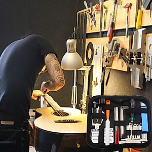 Guitar Tool Kit Repairing Maintenance Tools String Organizer String Action Ruler Gauge Measuring Tool Hex Wrench Set Files Fingerboard Guard Understring Radius Gauges Guitar Fret Rocker Leveling