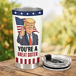 34HD Sister Gifts from Sister Brother, Funny Sisters Tumbler with Lid Stainless Steel 20 oz, Great Sister Mug, Sister Birthday Gifts Ideas