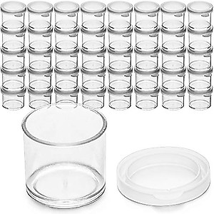 DecorRack 40 Plastic Mini Containers with Lids, 0.5oz, Craft Storage Containers for Beads, Glitter, Slime, Paint or Seed Storage, Small Clear Empty Cups with Lids (40 Pack)