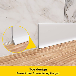 Jaspond Flexible Baseboard Molding Trim, 4 Inch(W) x 20 Feet(L) Self-Adhesive Vinyl Wall Base Cove Base, Peel and Stick Rubber Wall Base Moulding Trim