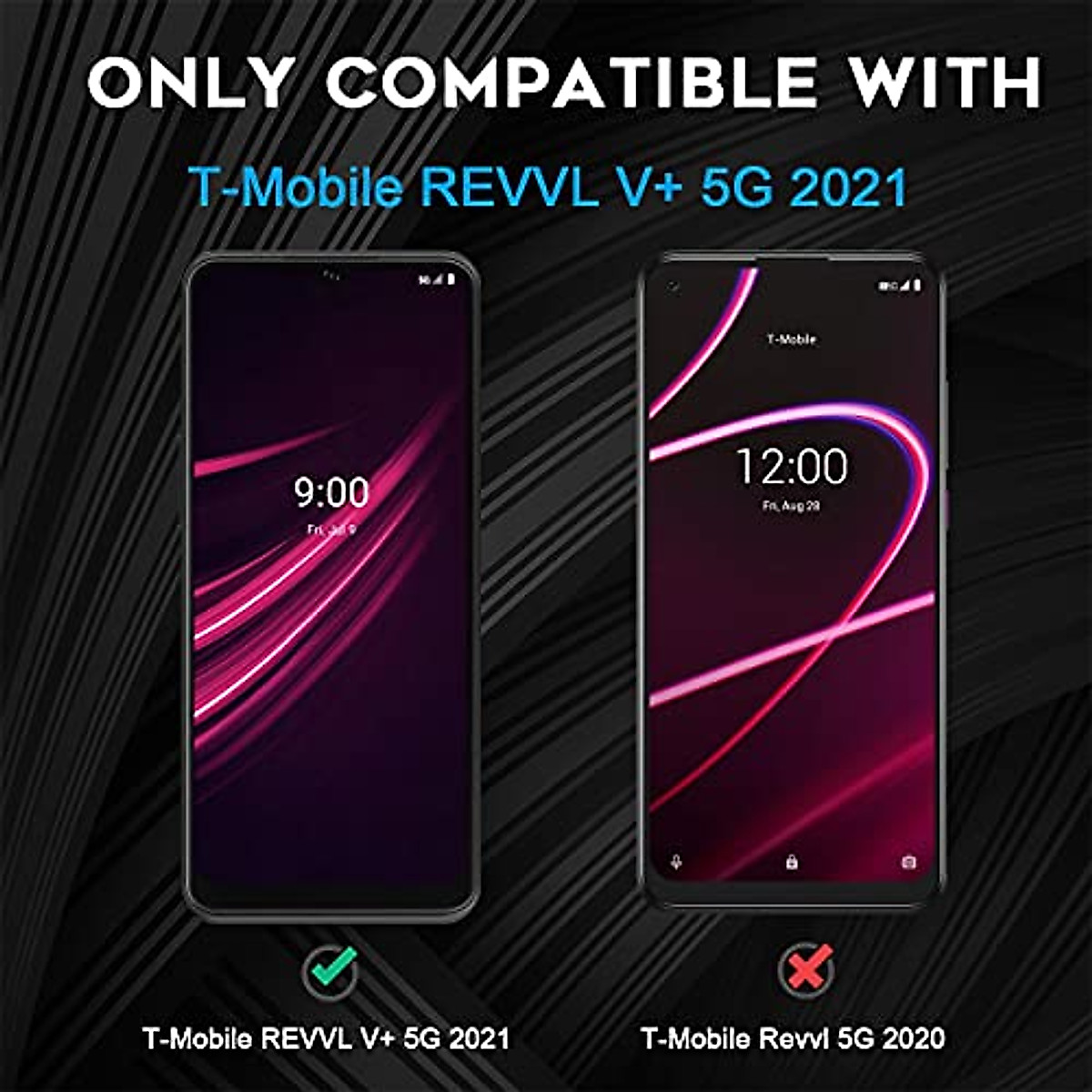 Orzero (3 Pack) Compatible for T-Mobile REVVL V+ 5G (T-Mobile REVVL V Plus 5G) Tempered Glass Screen Protector, 9 Hardness HD (Lifetime Replacement)
