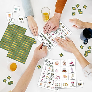 Ziyouza Greenery Bridal Bingo - Bridal Shower Games, 24 Players Bingo Games for Wedding Party, Engagement Bachelorette Tea Party, Greenery Bridal Shower Party Bingo Game -01