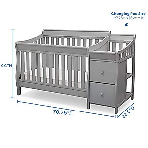 Delta Children Bentley S Convertible Crib N Changer, Grey + Serta Perfect Slumber Dual Sided Recycled Fiber Core Crib and Toddler Mattress (Bundle)