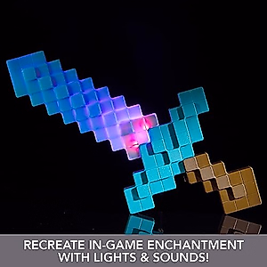 Mattel Minecraft Toys, Enchanted Diamond Sword with Lights & Sounds, Role-Play Gift for Kids