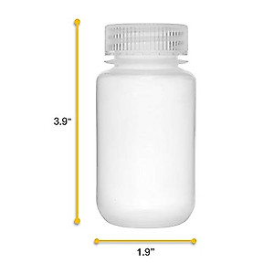 EISCO Reagent Bottle, 125ml - Wide Mouth with Screw Cap - Polypropylene - Translucent