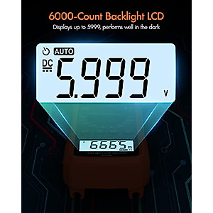 Crenova MS8233D Digital Multimeter 6000 Count Auto-Ranging DC AC Voltmeter Ohm Volt Amp Tester for Voltage Current Resistance Capacitance Continuity Diode Duty-Cycle Frequency NCV Live Wire Test
