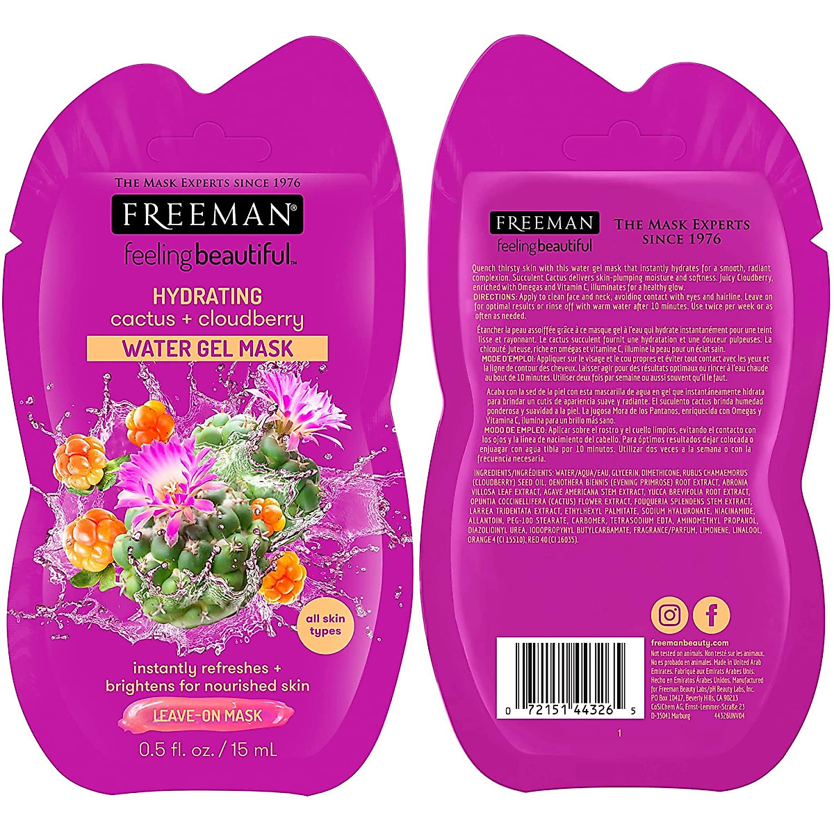 FREEMAN Facial Mask Variety Pack: Clay, Gel, Mud, & Peel-Off Skincare Masks, Hydrating, Detoxifying, Clearing, & Rejuvenating, Travel-Friendly Sachets, 18 Count