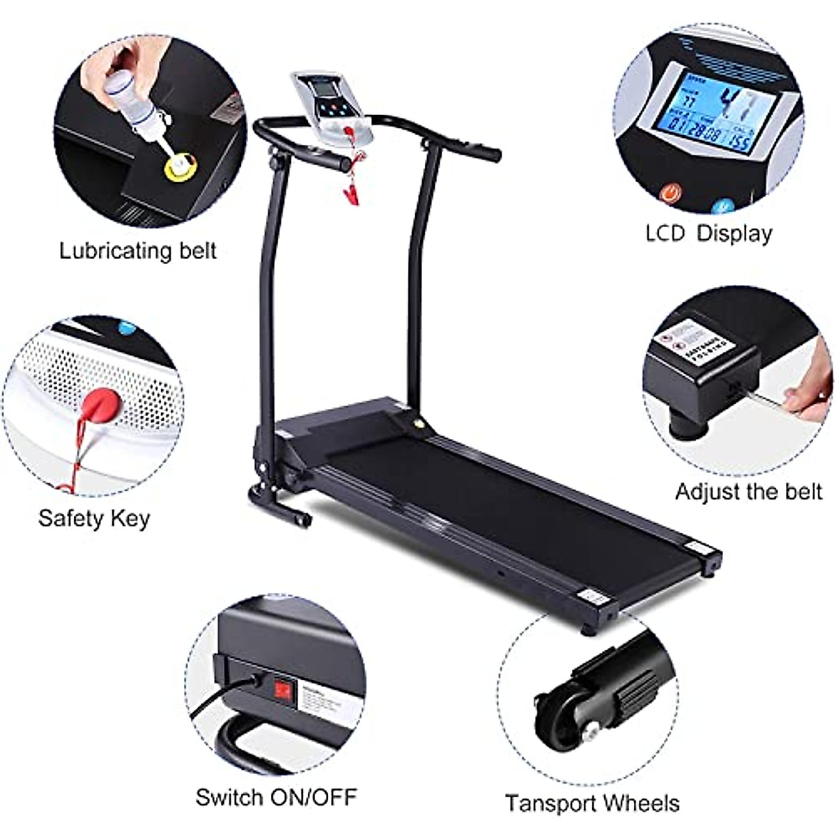 ANCHEER Treadmill Folding Treadmill for Home Electric Running Machine Installation-Free Walking Jogging Foldable Fitness Exercise Machine for Office & Gym Workout with 5” LED Display