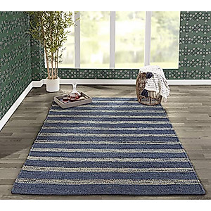 Novogratz by Momeni Montauk 100% Jute Hand Woven Indoor Area Rug, 2'3" X 10', Navy