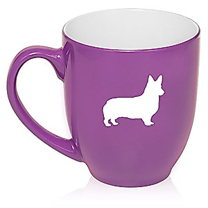 16 oz Purple Large Bistro Mug Ceramic Coffee Tea Glass Cup Corgi