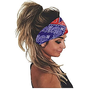 minjiSF Print Elastic Hair Headband Headband Bandana Head Women Band Wrap Headband Mens Sweat Headband