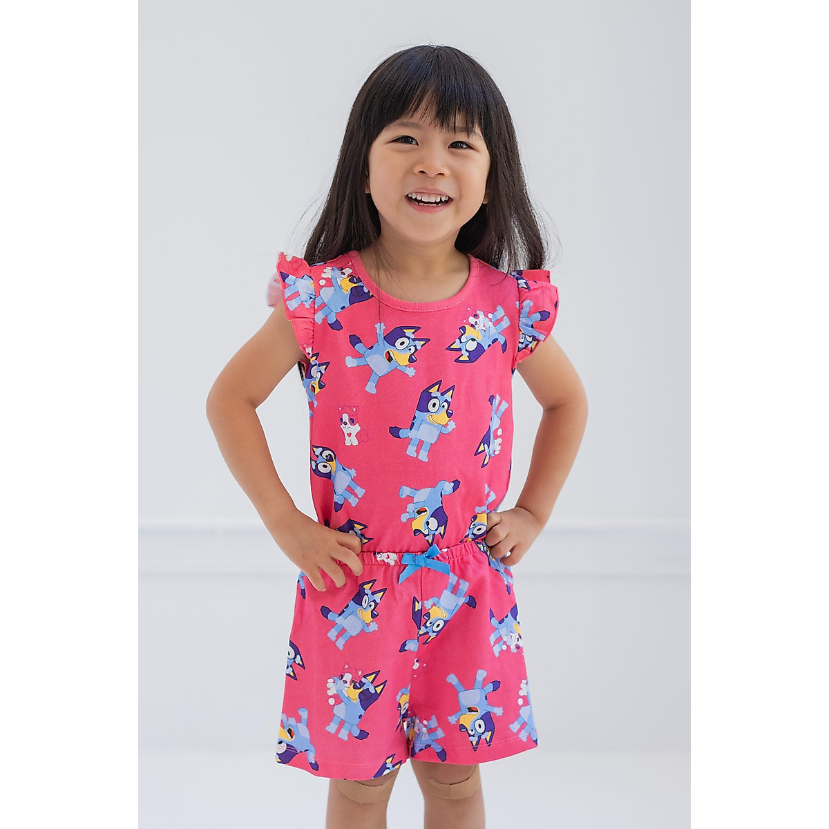 Bluey Polly Puppy Toddler Girls French Terry Sleeveless Romper Pink 2T