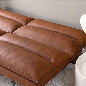 CH CHARME HOUSE Convertible Bed, Multi-Functional Design futon Couch with Adjustable Backrest, Modern Sleeper Sofa for Office, Living Room and Bedroom, Brown