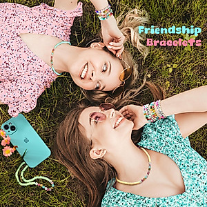 Dowsabel Friendship Bracelet Kit, 28 Colors Clay Beads Letter Beads Bracelet Making Kit, 4 Styles of Round Alphabet Beads with Number, Heart Beads for Jewelry Making, Ideal Gifts for Girls 6-13