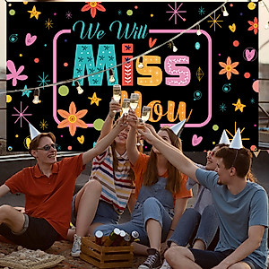 We Will Miss You Backdrop, Going Away Party Decorations, Farewell Photo Booth Props Banner for Graduation, Goodbye, Retirement Party Decorations, Sturdy, Vibrant Colors, Fabric, PHXEY