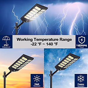 5200W Solar Street Lights Outdoor, Solar Security Flood Lights Parking Lot Lights Commercial Dusk to Dawn, IP67 Waterproof Led Solar Lights w Remote Control Motion Sensor for Street, Court, Barn