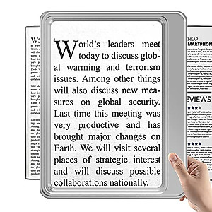 NZQXJXZ 5X Magnifying Glass for Reading Full Large Page Viewing Area Magnifier Lightweight Handheld Magnifier for Reading Seniors and Low Eyesight Person Silver