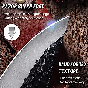 Huusk Viking Knife, Japanese Meat Cleaver Knives Forged Boning Knife with Sheath, High Carbon Steel Japan Butcher Fillet Knife Chef Knives for Kitchen, Camping