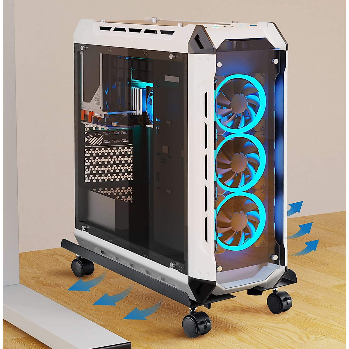 LABOBOLE Computer Tower Stand, PC Tower Stand, CPU Stand with Rolling Caster Wheels, Versatile PC Riser Tower Stand for Floor, Carpet, and Gaming PC Case