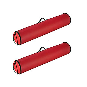 Elf Stor Gift Wrapping Paper Storage Container Bag, 2 packs x 9" Diameter x 40" Long, can fit up to 25 rolls per bag, Red