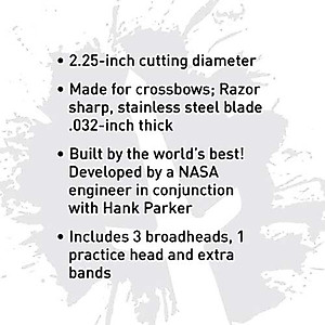 Swhacker SWH00231 125 Grain 2.25" Cut Crossbow + 1 Practice Head (3 Pack), Green, 2.25"/125 Grain