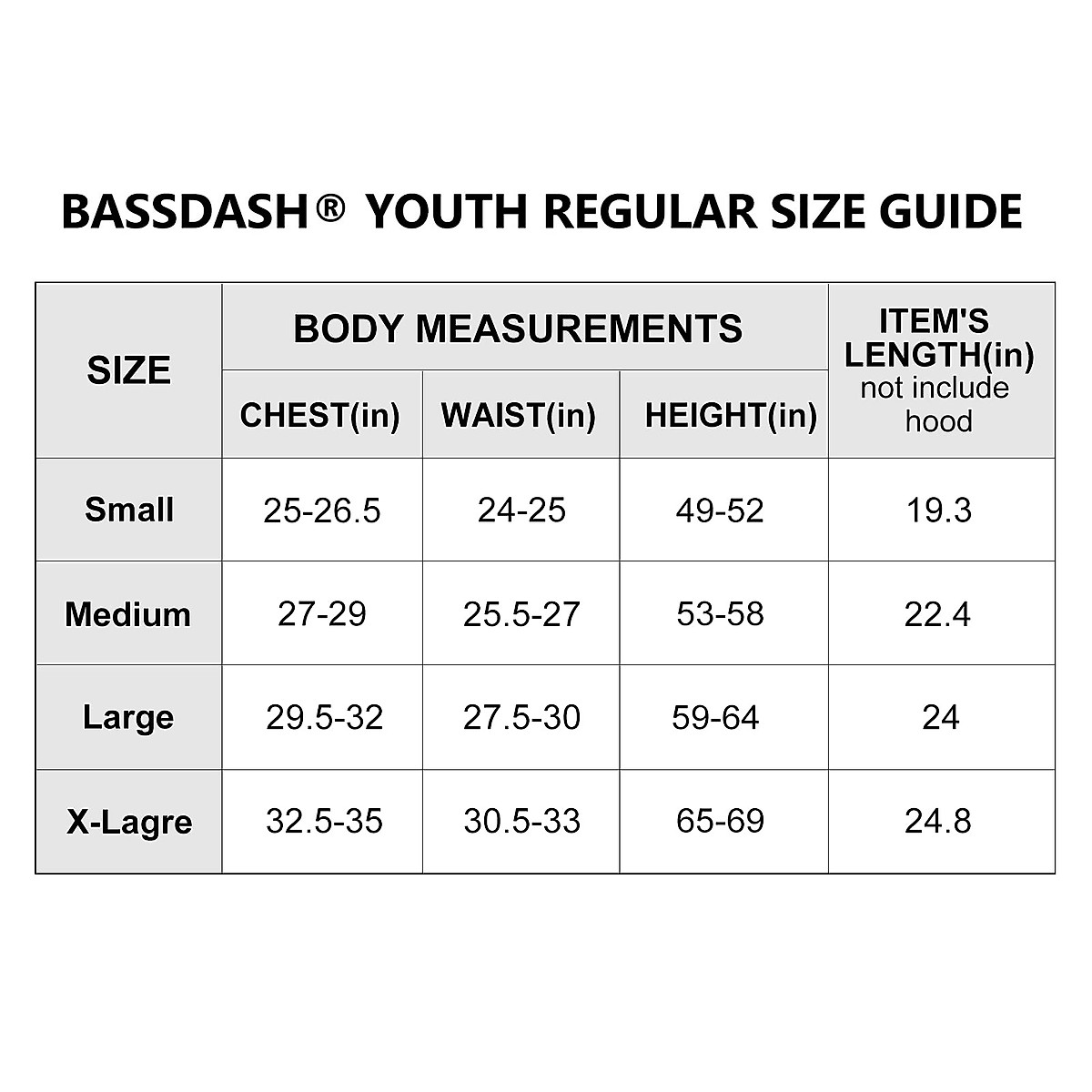 BASSDASH Youth UPF50+ Performance T Shirt with Hood Long Sleeve Fishing Hiking Sun Shirt FS03Y