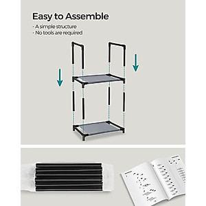 SONGMICS Shoe Rack, 10 Tier Shoe Shelf, Shoe Storage Organizer, Space-Saving, 13 x 13 x 68.1 Inches, Metal Frame, Non-Woven Fabric Shelves, for Entryway, Bedroom, Grey ULSR110G01