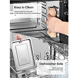 Toaster Oven, 6-Slice Toaster and Countertop Oven, Stainless Steel Multifunction Toaster Oven with Timer - Toast - Bake - Broil 1500 Watt Power Includes Baking Pan and Baking Rack, Black, 24QT