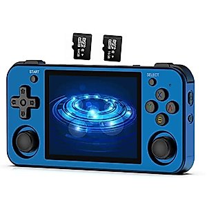 ANBERNIC RG353M Handheld Game Console , Aluminum Alloy CNC Process Dual OS Android 11 + Linux System Support 5G WiFi 4.2 Bluetooth Built-in 64G SD Card 4452 Games (Deep Blue)