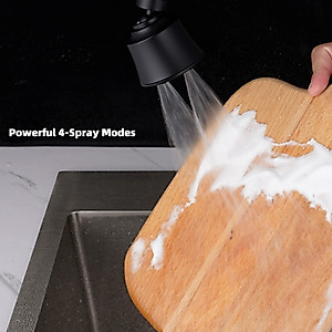 iFealClear Sink Faucet Aerator, Big Angle Swivel Faucet Sprayer Head, 360 Degree Kitchen Sink Faucet with 4 Spray Modes, Female and Male Thread Adapters Included, Matte Black