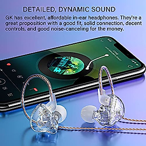 GK GST Headphones in Ear HiFi 1DD 1BA Deep Bass Earbuds with B Pin Detachable Cables, Noise-Isolating Earbuds(Microphone)