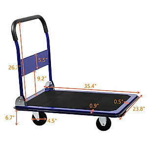 LMKOPUER Folding Platform Cart, 880lb Weight Capacity Rolling Flatbed Cart Hand Platform Truck Moving Platform Dolly Push Cart with 360 Degree Swivel Wheels
