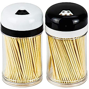 DecorRack 400 Toothpicks 100% Natural Bamboo picks with 2 Reusable Toothpick Holders, BBQ, Holding Small Appetizers, Cocktails, and Crafts, Teeth Cleaning