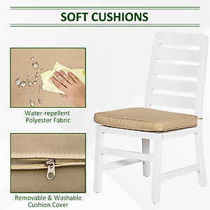 Outsunny Patio Dining Set for 6, Outdoor Furniture Set with a Table & Chairs, Cushions, Umbrella Hole for Garden, Backyard, or Poolside, Beige