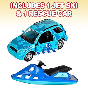 ArtCreativity SUV Toy Car and Jet Ski Playset for Boys & Girls, Interactive Ocean Rescue Play Set with Detachable Jet Ski and Opening Doors on 4 x 4 Toy Truck, Best Birthday Gift for Kids