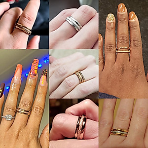 JOERICA 3Pcs 2mm Stainless Steel Women's Stackable Eternity Ring Band Engagement Wedding Ring Set 4-9 (stainless-steel,Rose gold, 6)