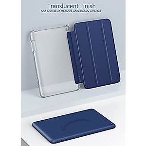 MoKo Case Fits Amazon All-New Kindle Fire 7 Tablet (2022 Release-12th Gen) Latest Model 7", PU Leather Trifold Stand Cover with Translucent Frosted Backshell with Auto Wake/Sleep, Indigo