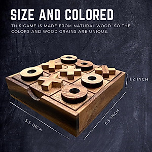 NUTTA - TicTacToe Wooden Game Size 5.5 X 5.5 inches Tic Tac Toe Wooden Board Games Coffee Table Desk Toy Fun Game Friends and Family Adult Games Travel Backyard Indoor Outdoor Decorative Decor Room